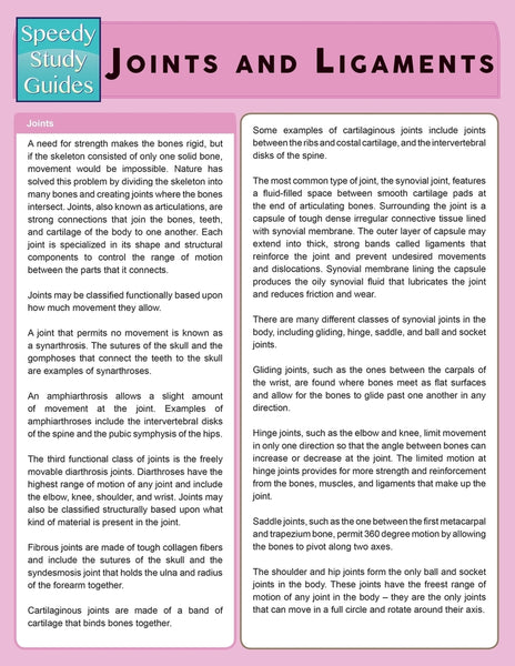 Joints and Ligaments (Speedy Study Guide) – Speedy Publishing LLC