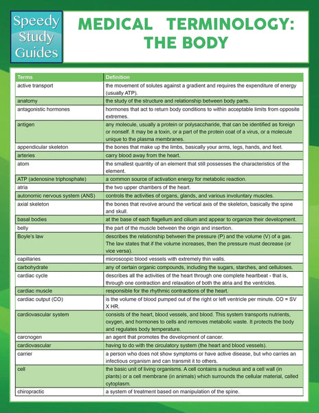 Medical Terminology: The Body (Speedy Study Guides) – Speedy Publishing LLC