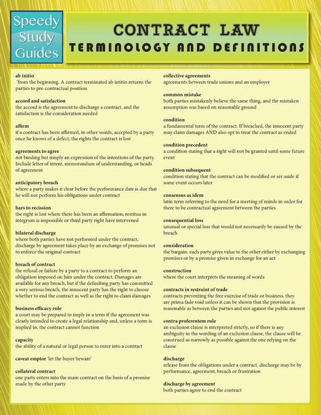 Contract Law Terminology and Definitions (Speedy Study Guide) – Speedy ...