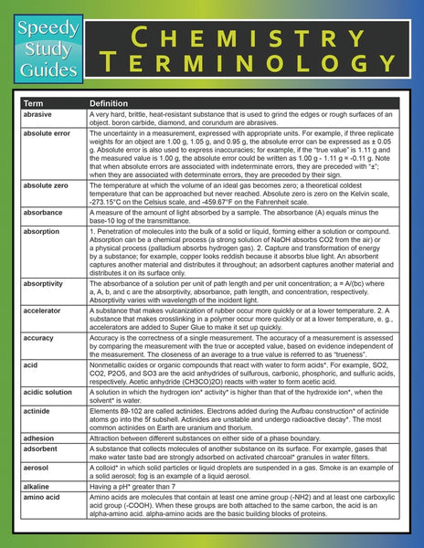 Chemistry Terminology (Speedy Study Guide) – Speedy Publishing LLC