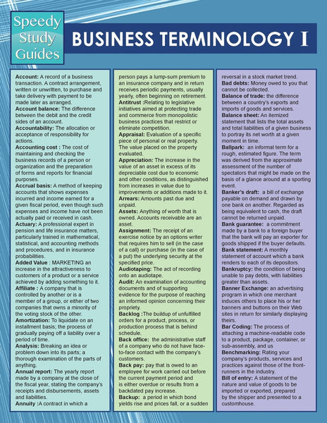 Business Terminology I (Speedy Study Guides) – Speedy Publishing LLC