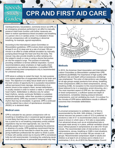 CPR And First Aid Care (Speedy Study Guides) – Speedy Publishing LLC